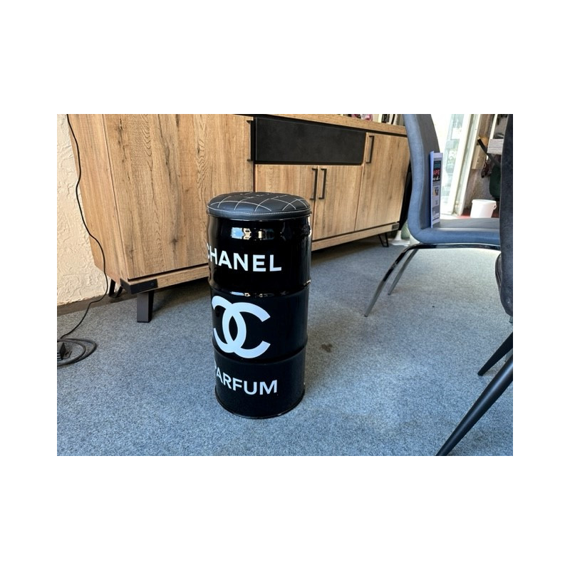 Tabouret pouf BIDON design GRAND PARFURMEUR maison de couture double C ...