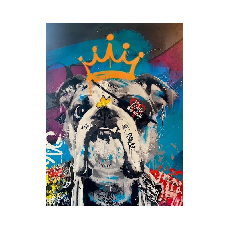 Bulldog PUNK rockeur ROLLING STONE par l'artiste ROMARIC tirage haute ...